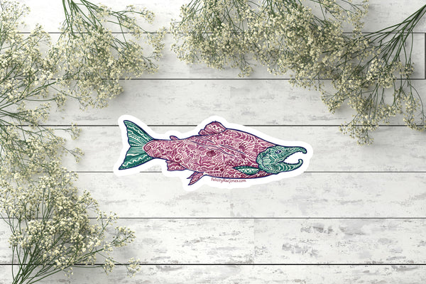 "Red Summer Salmon" Vinyl Sticker - FJ Creations