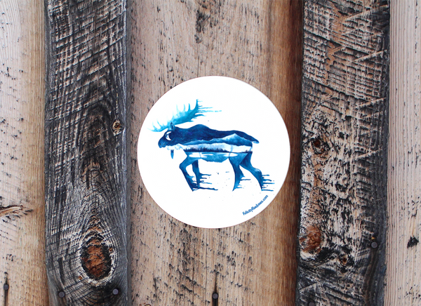 "Blue Moon Moose" Vinyl Sticker - FJ Creations