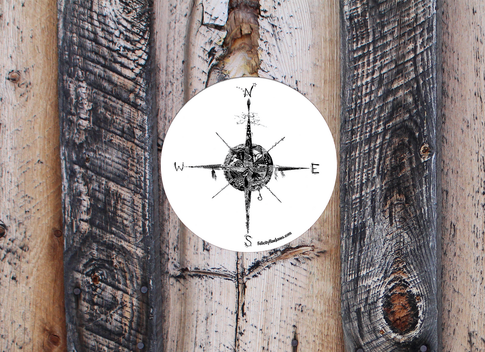 "Doodle Compass Rose" Vinyl Sticker - FJ Creations