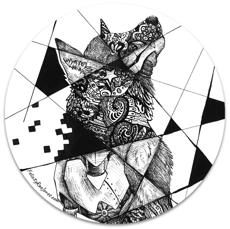 "Glitch Wolf" Vinyl Sticker - FJ Creations